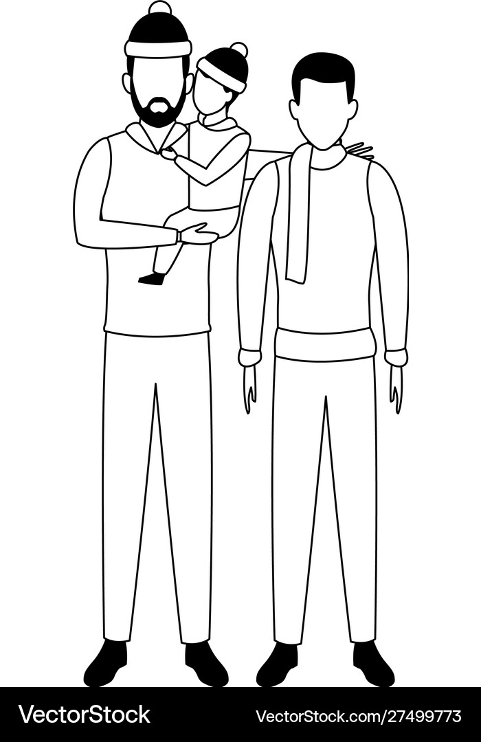 Avatar men with little kid flat design Royalty Free Vector