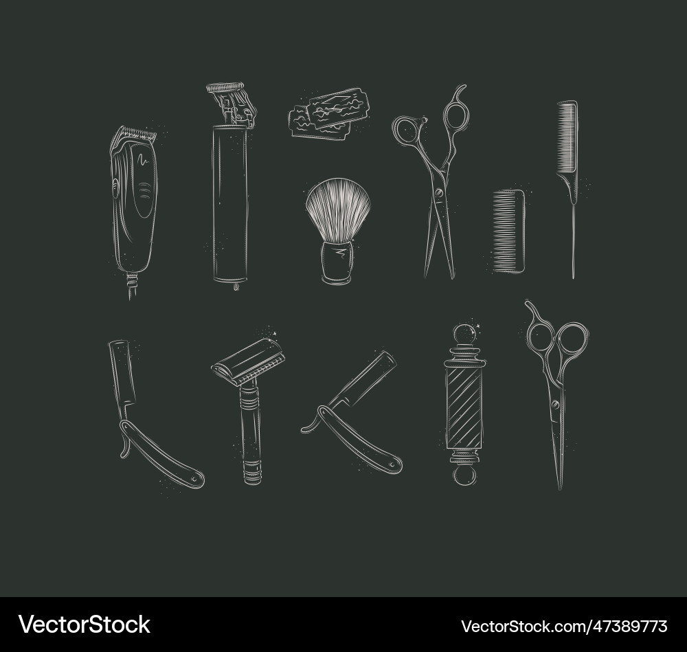Barbershop collection black Royalty Free Vector Image