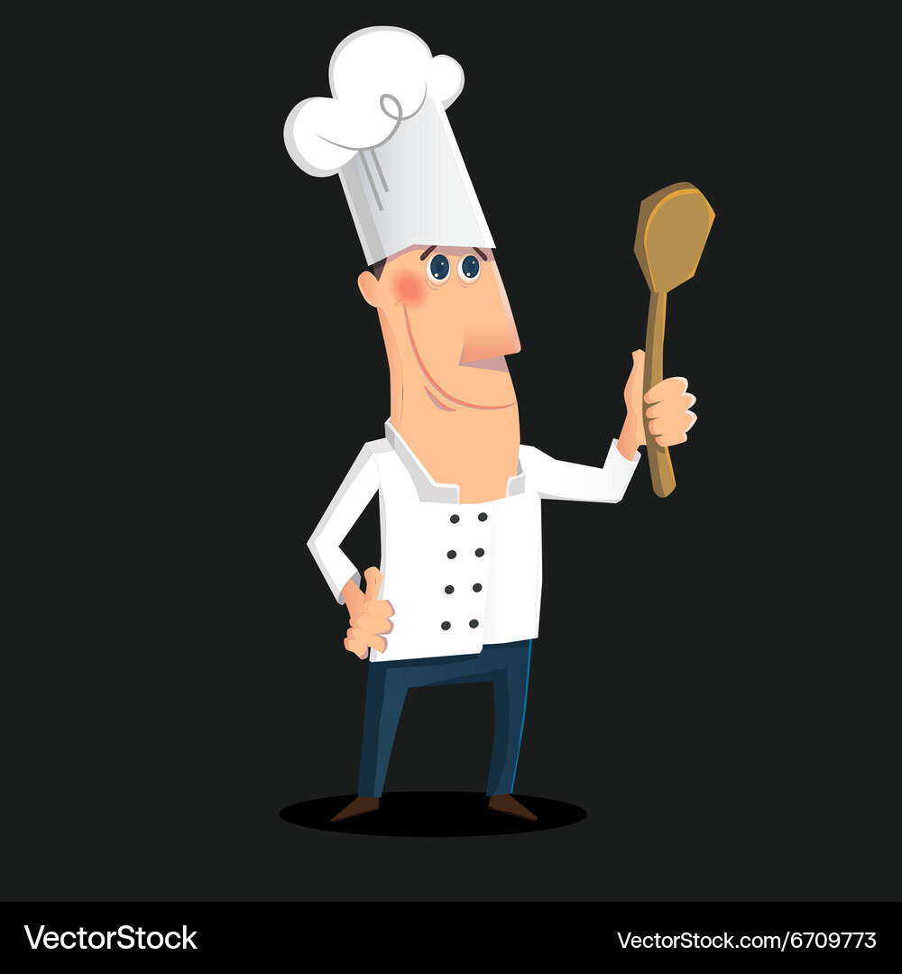 Cartoon chef character whit a spoon Royalty Free Vector