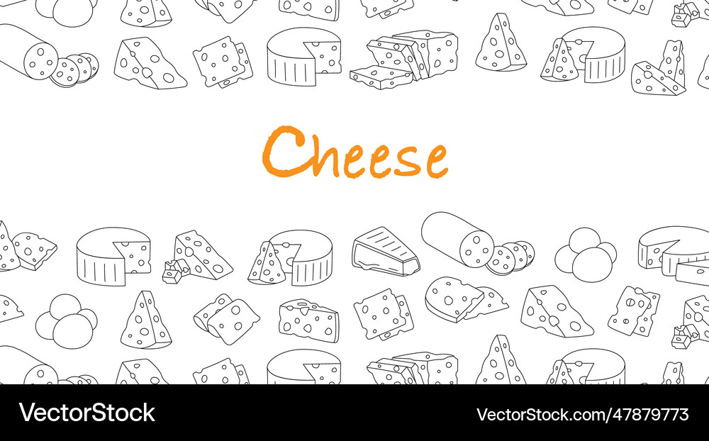 Cheese horizontal background cheeses shop banner Vector Image