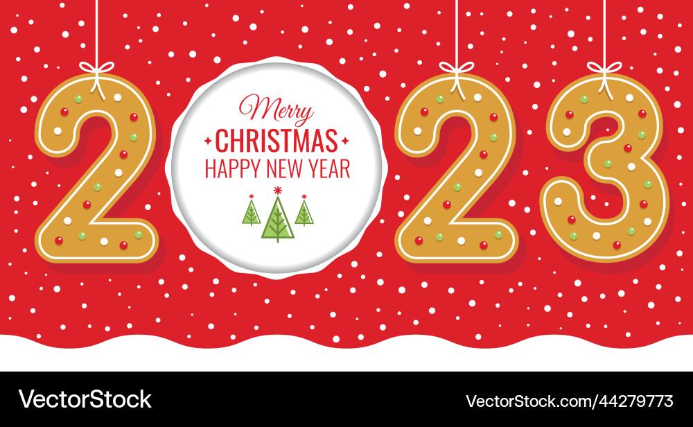Christmas card with gingerbread numbers Royalty Free Vector
