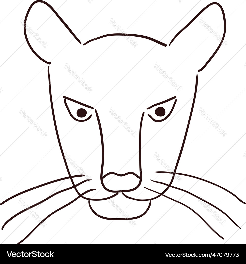 Cute panther face hand drawn sketch Royalty Free Vector