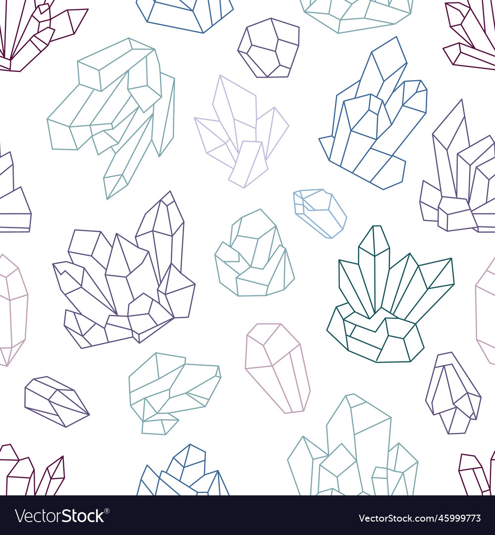 Diamond stone crystals seamless pattern geometry Vector Image