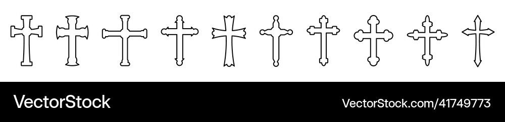 Icon set christian cross symbol Royalty Free Vector Image