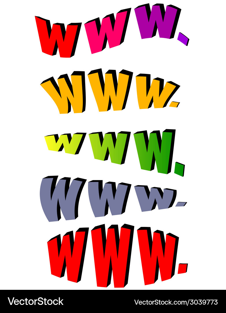 Internet addresse in various color and poses Vector Image