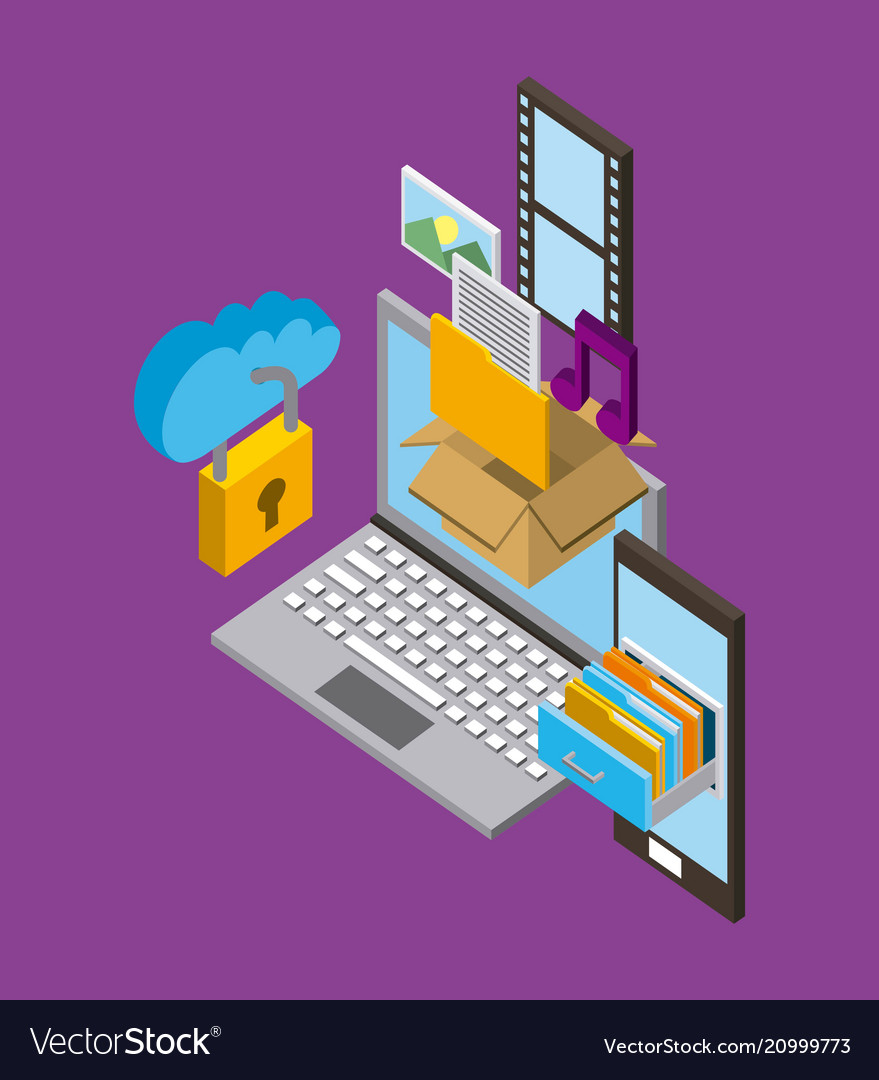 People cloud computing storage Royalty Free Vector Image