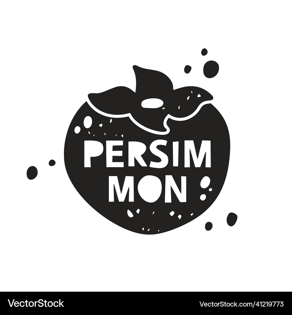 Persimmon grunge sticker black texture silhouette Vector Image