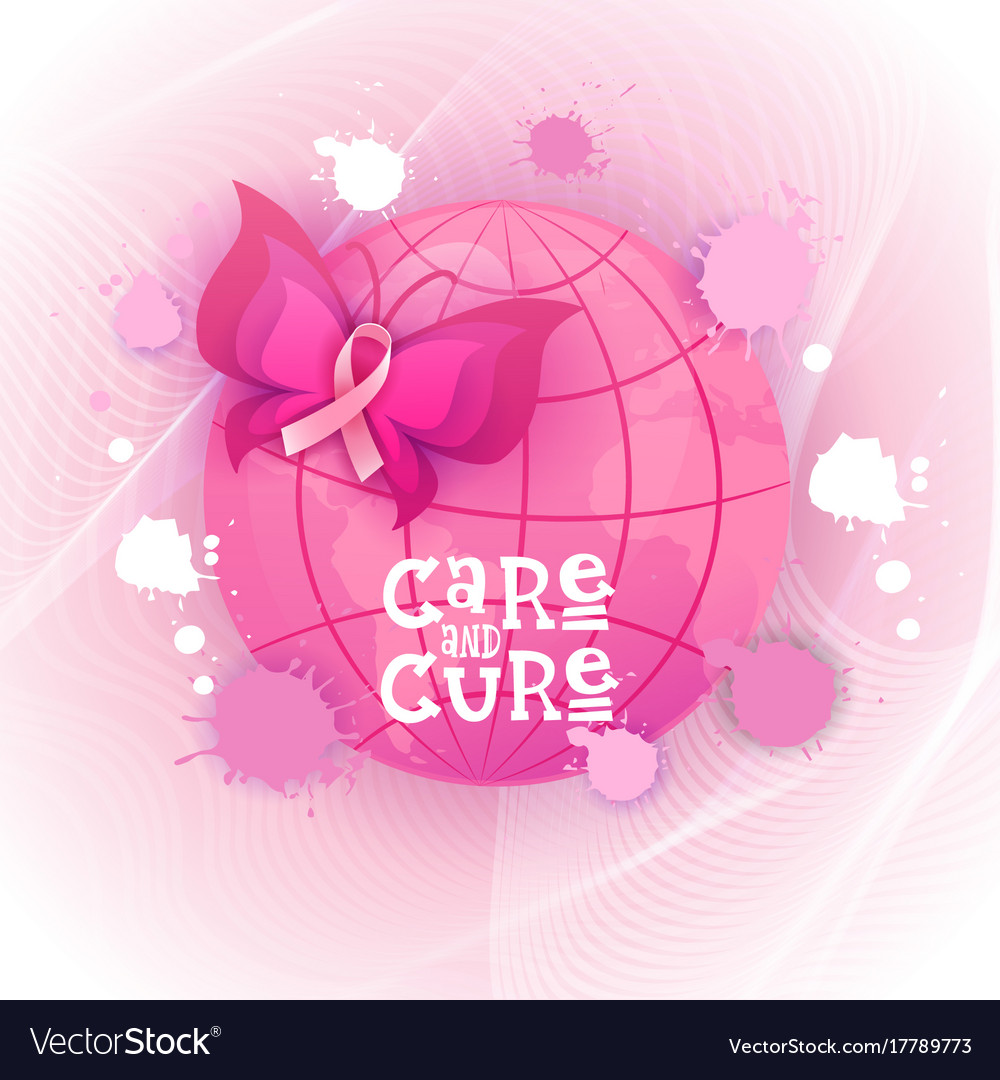 Pink Ribbon Butterfly Breast Cancer Awareness Vector Image