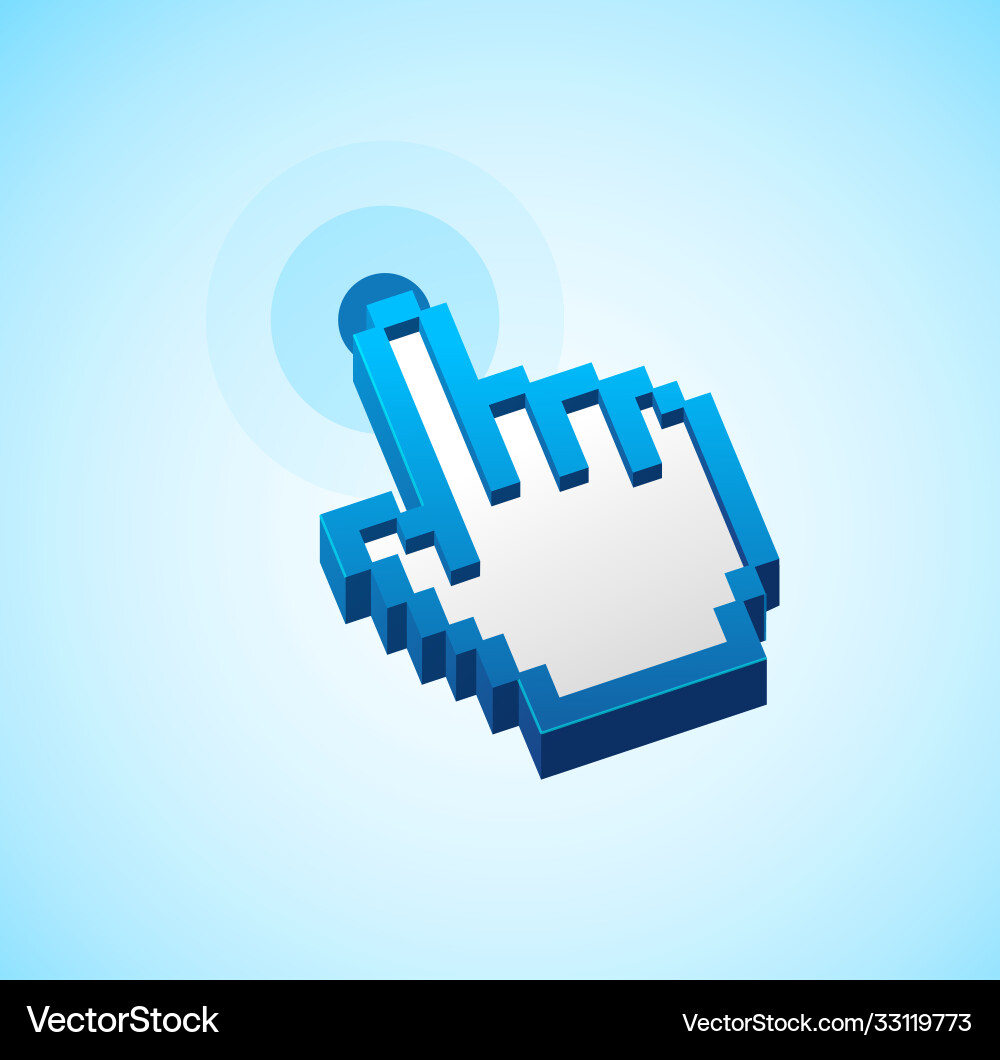 Pixel computer cursor push button sign Royalty Free Vector