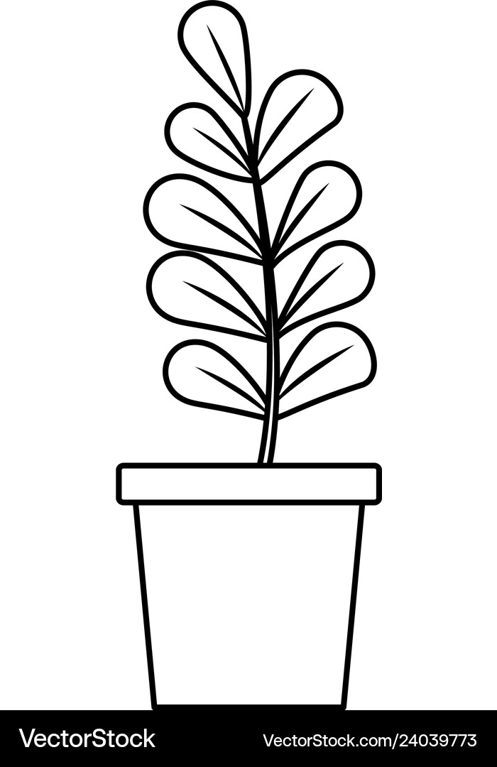 Plant in pot cartoon Royalty Free Vector Image