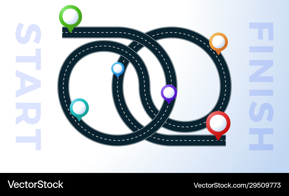 Road from point start to finish colorful map Vector Image