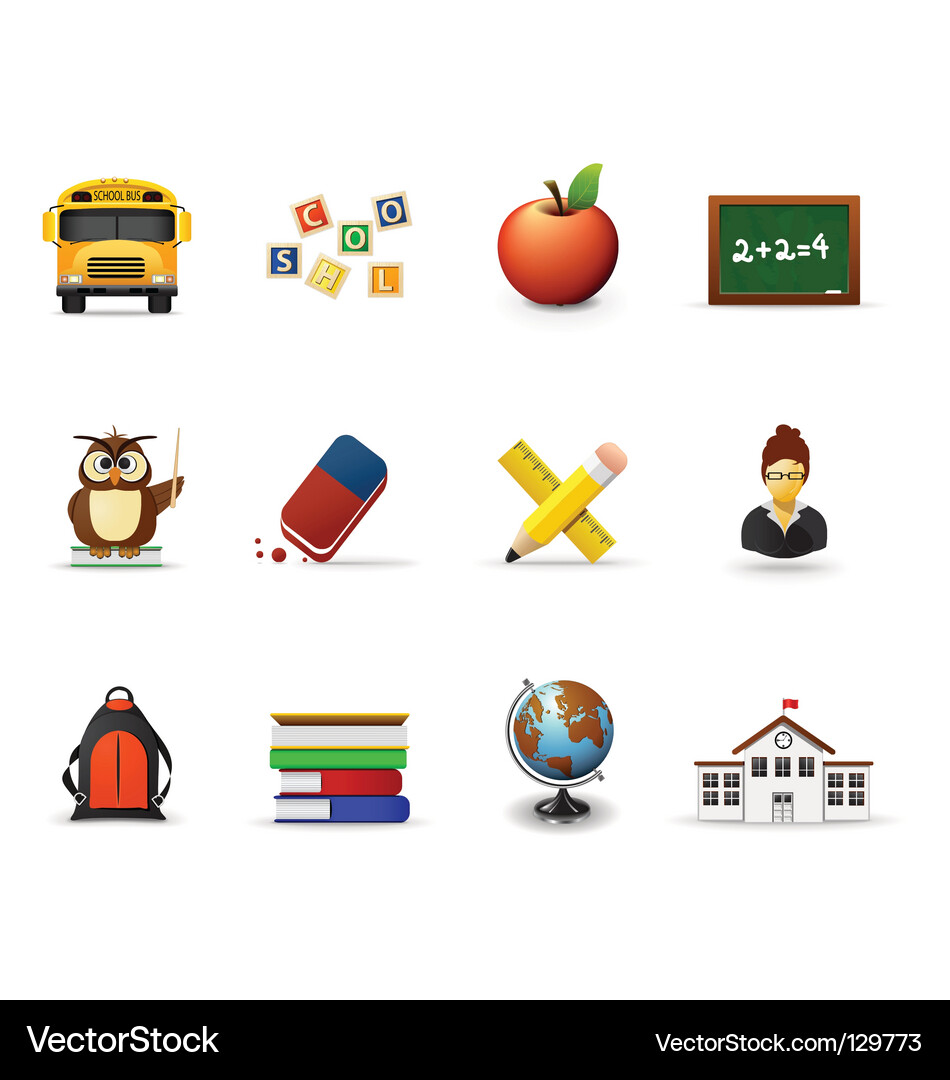 School Icon Set Royalty Free Vector Image - VectorStock