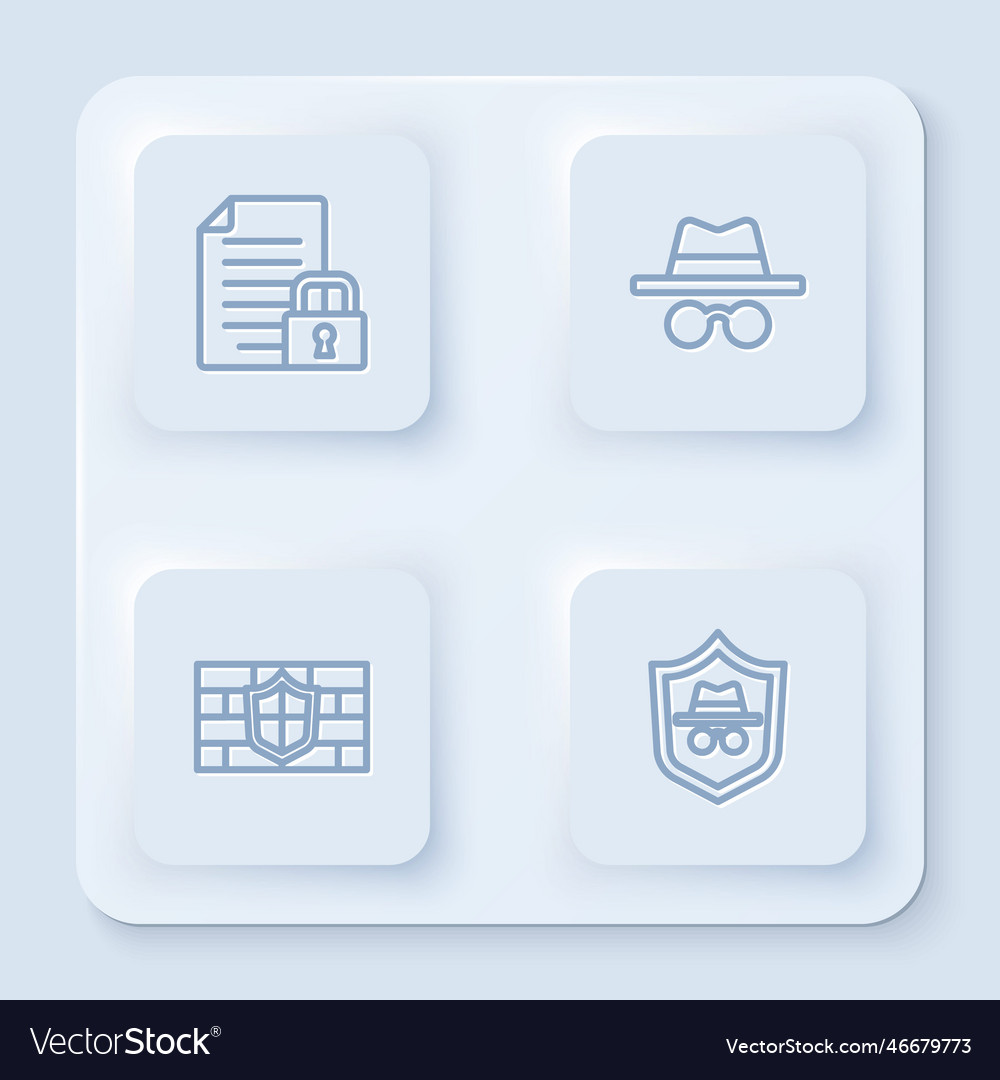 Set line document and lock incognito mode shield Vector Image Set line document and lock incognito mode shield Vector Image
