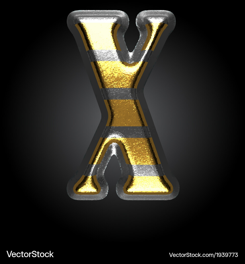 Silver and golden figure x Royalty Free Vector Image