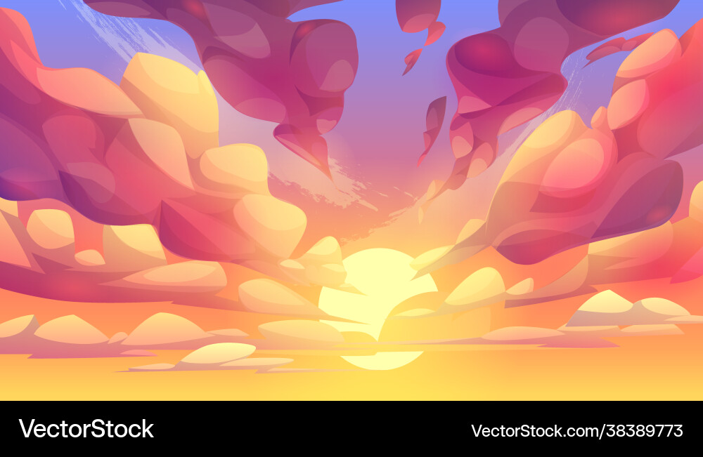 Sunset or sunrise sky with pink clouds Royalty Free Vector