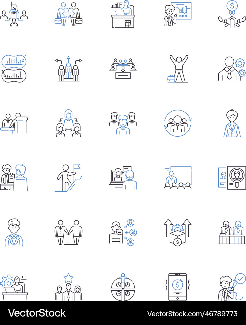 Team and collaboration line icons collection Vector Image