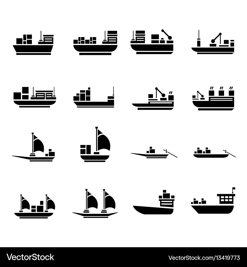 Transport boat icons Royalty Free Vector Image