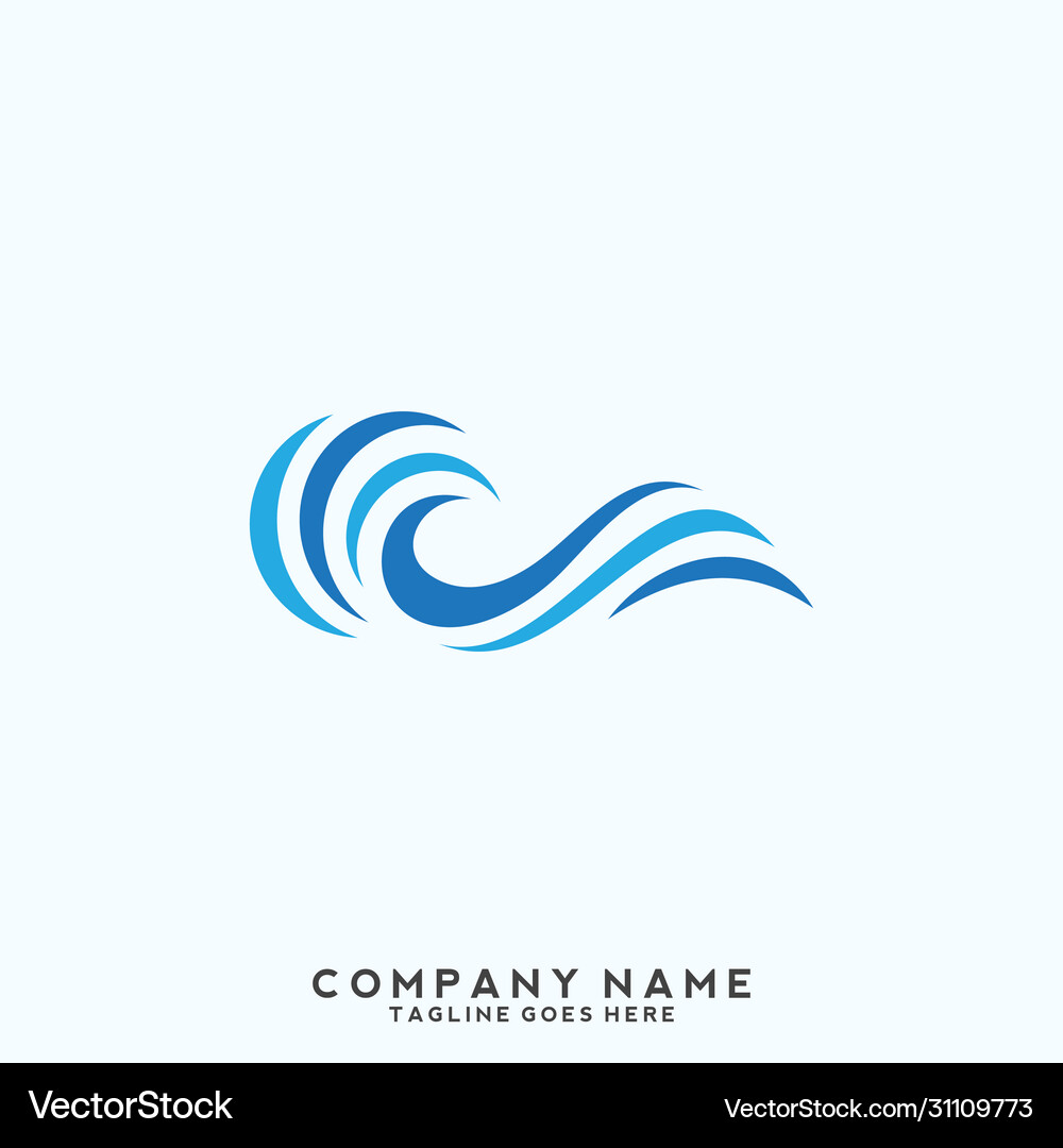 Water wave symbol and icon logo template Vector Image