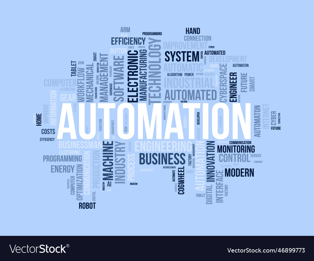 Word cloud background concept for automation Vector Image