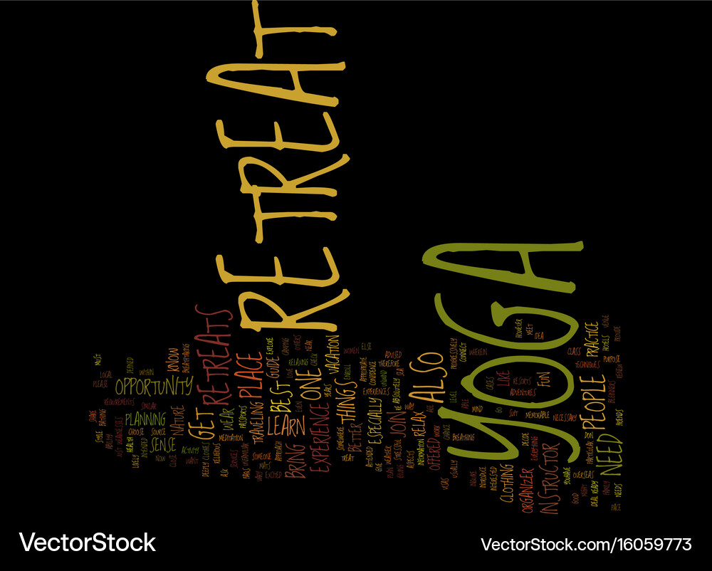 Yoga retreats text background word cloud concept Vector Image