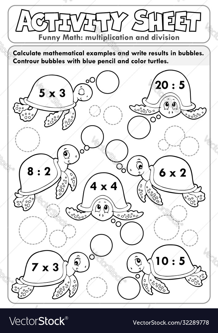 Activity sheet math theme 8 Royalty Free Vector Image