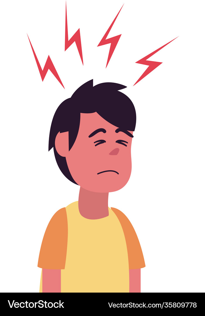Boy cartoon with headache flat style icon Vector Image