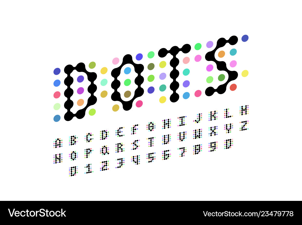 Dots style font design alphabet letters Royalty Free Vector
