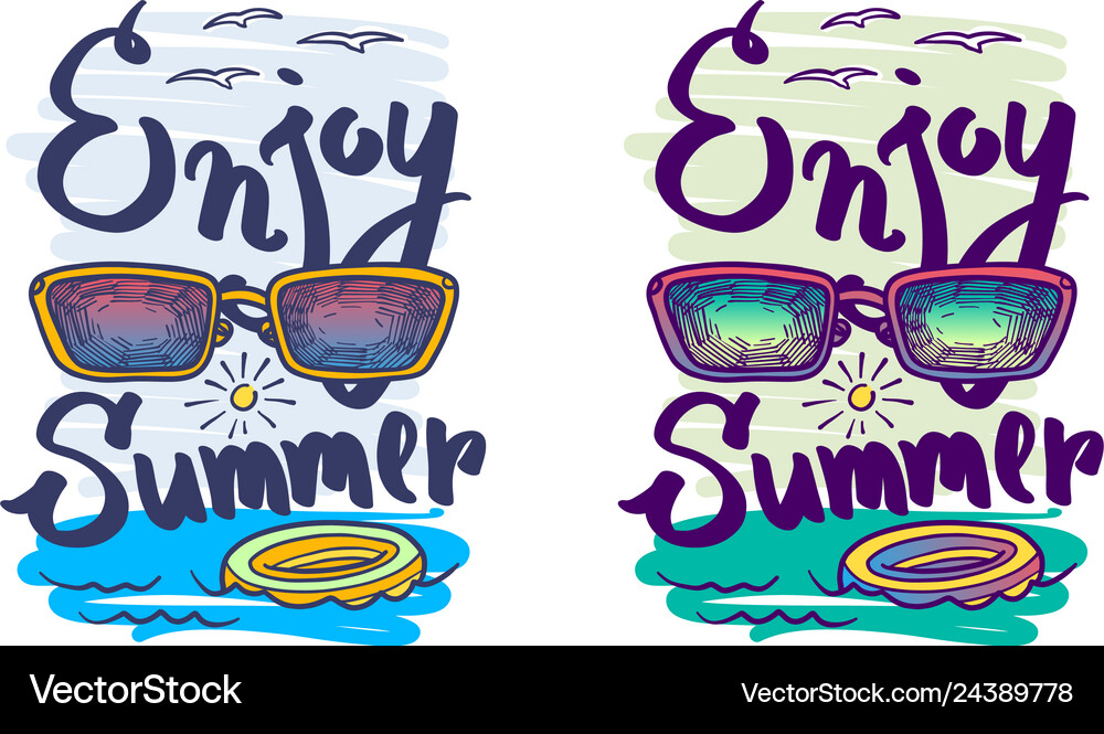 Enjoy summer hand lettering typographic Royalty Free Vector