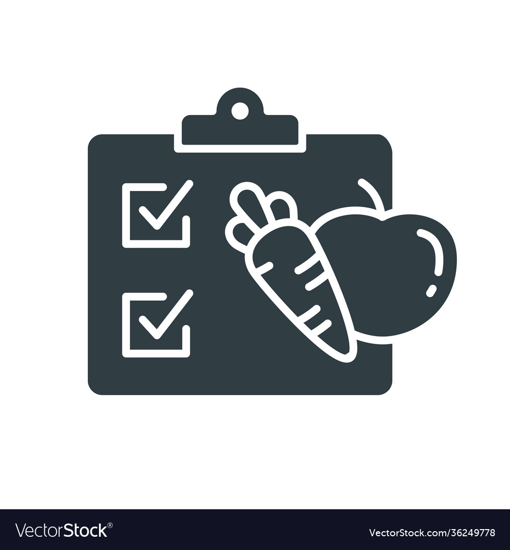 Healthy diet black glyph icon isolated Royalty Free Vector