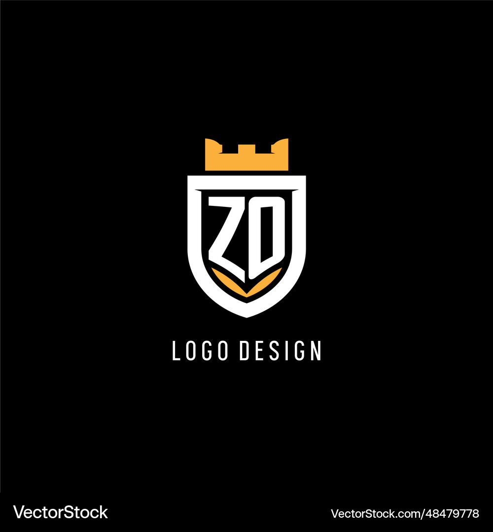 Initial zo logo with shield esport gaming Vector Image