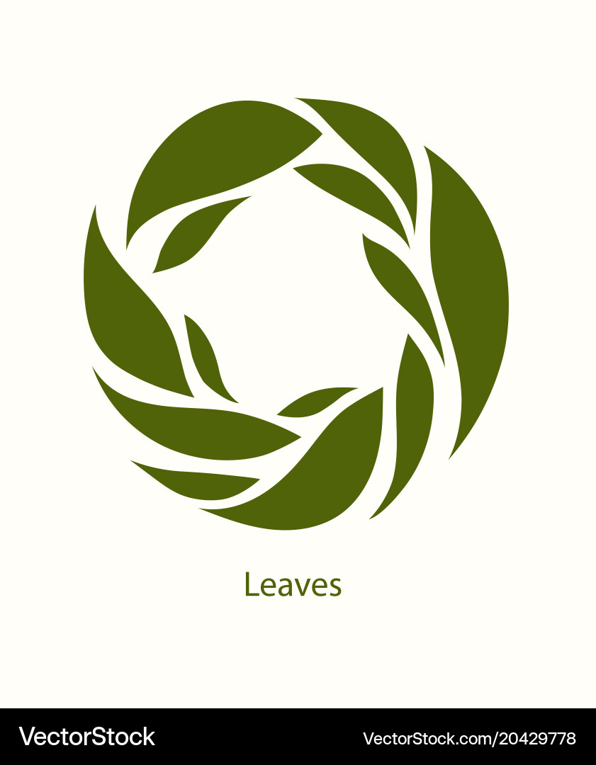 Leaves label abstract design round icon Royalty Free Vector