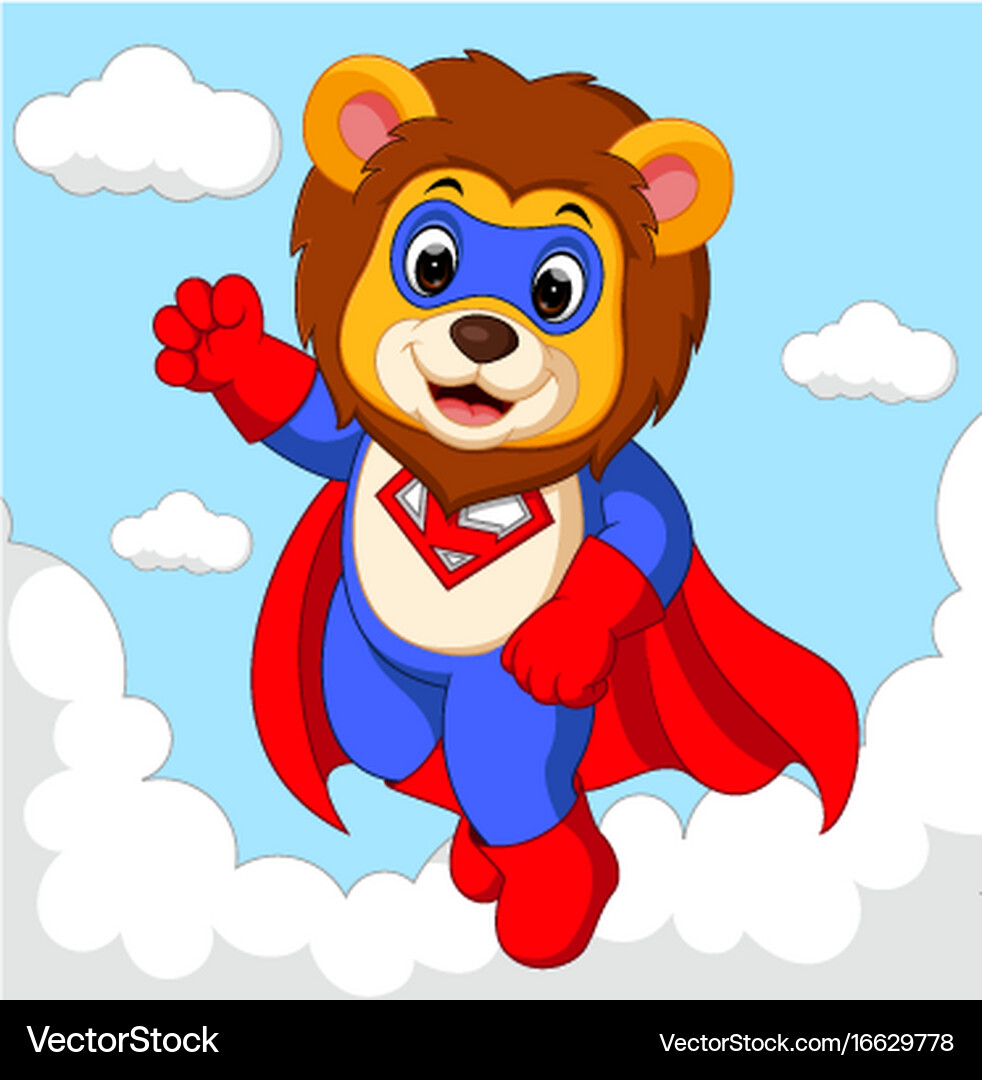 Lion superhero cartoon Royalty Free Vector Image