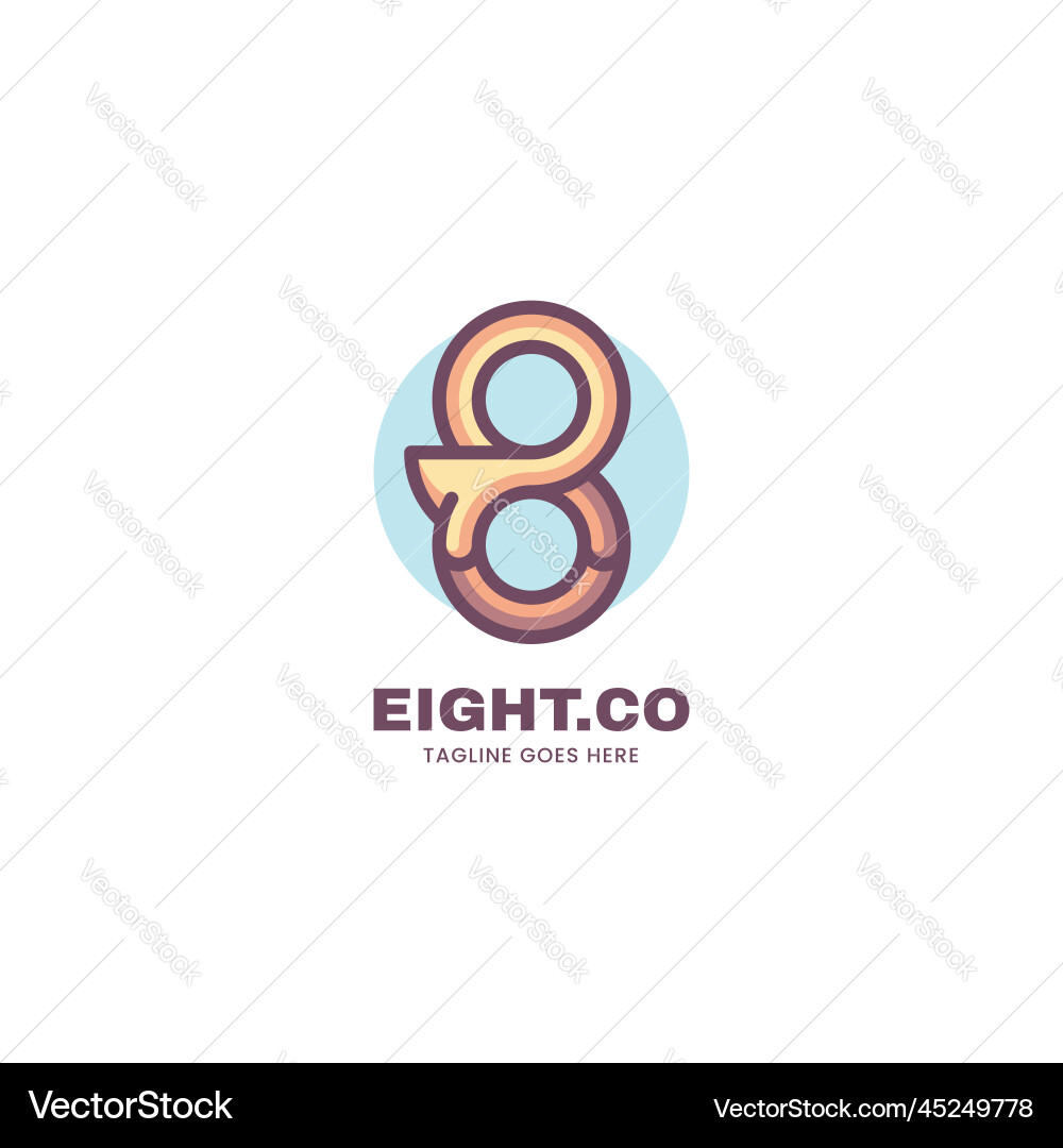 Logo number 8 simple mascot style Royalty Free Vector Image