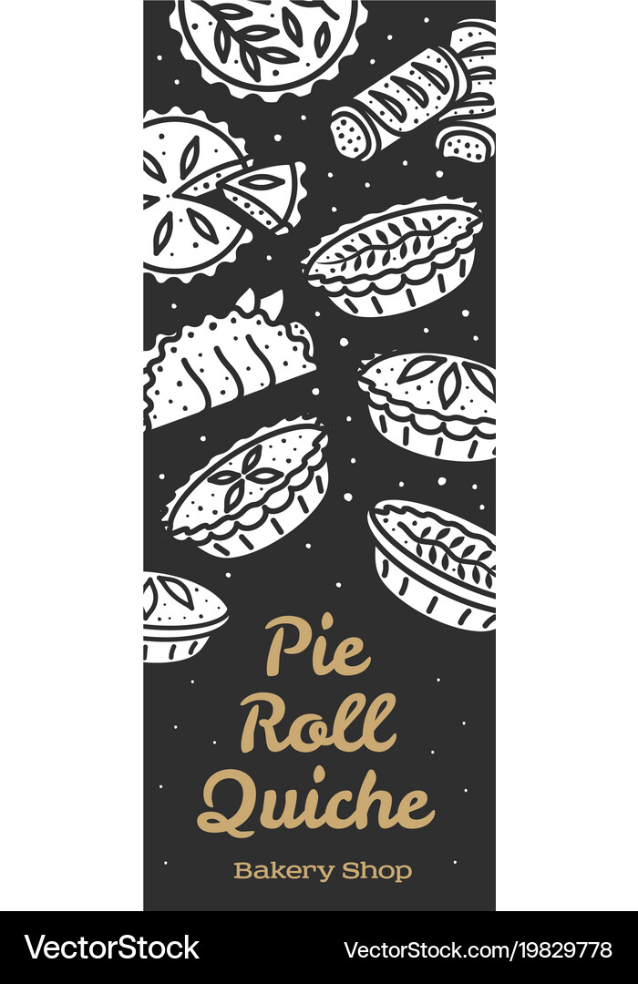 Meat pie roll quiche banner Royalty Free Vector Image
