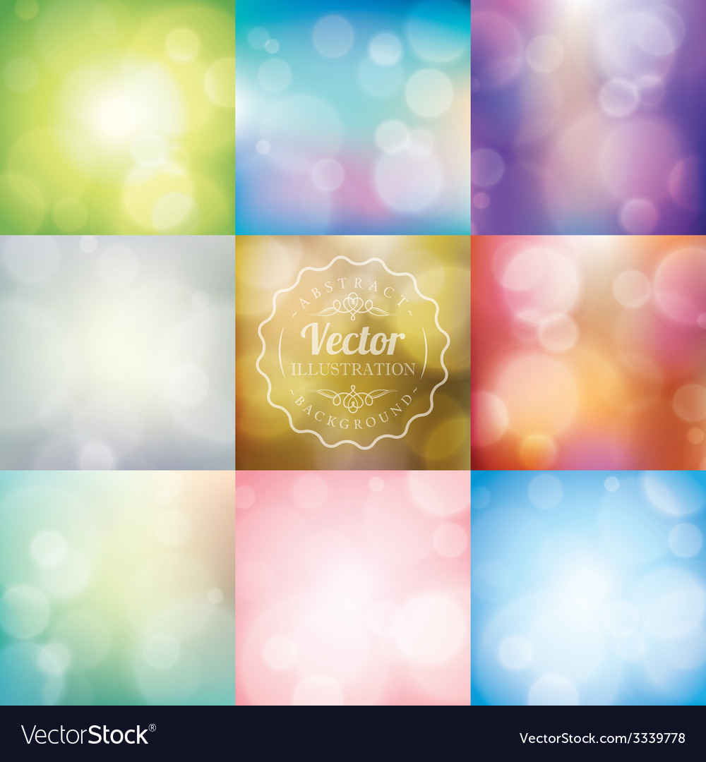 Set of abstract blurred lights bokeh background Vector Image