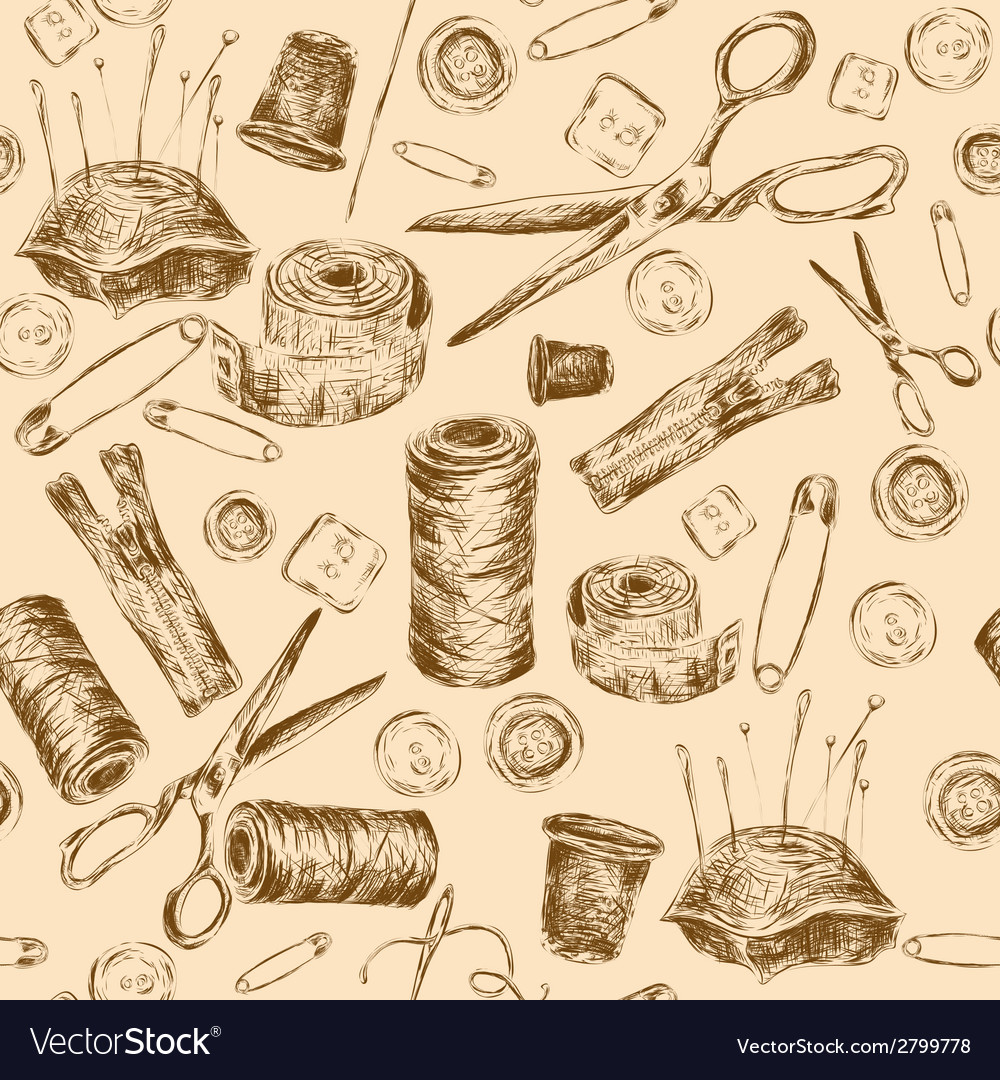 Sewing seamless pattern Royalty Free Vector Image