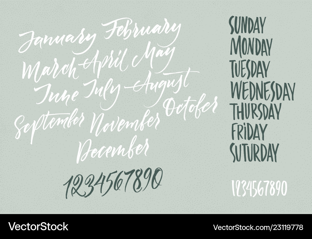 Title months year days week Royalty Free Vector Image