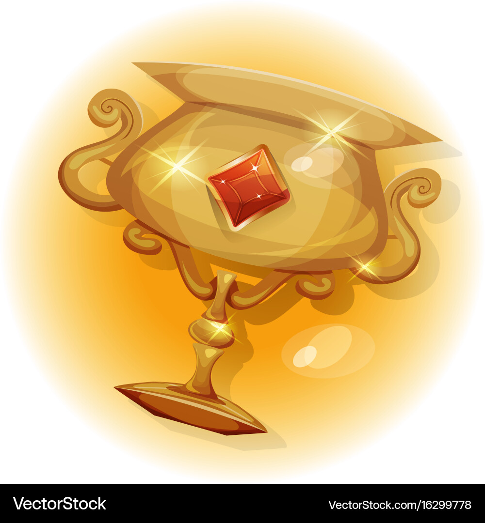 Winners gold trophy for game ui Royalty Free Vector Image