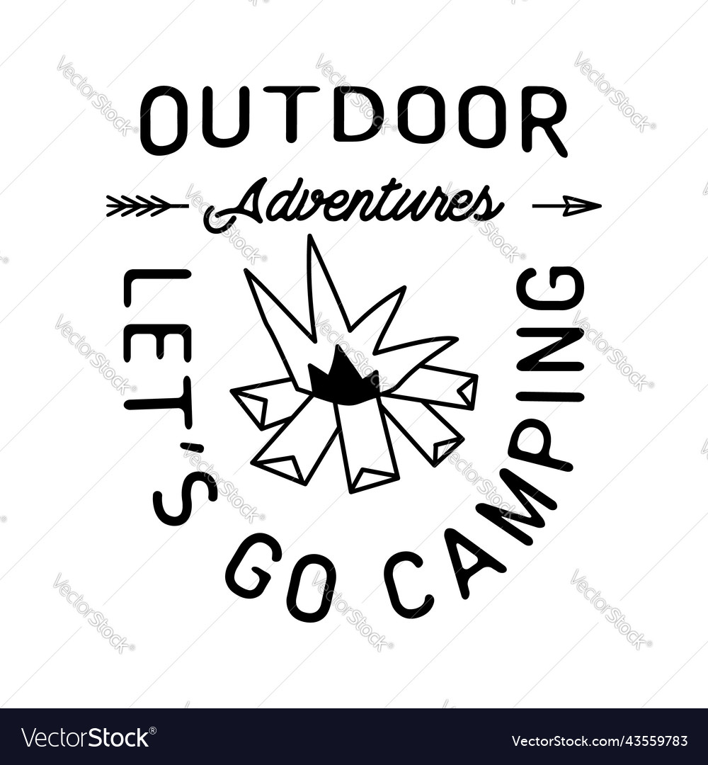 Banner with camping theme text and bonfire Vector Image