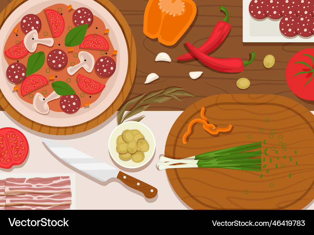 Cooking food top view Royalty Free Vector Image