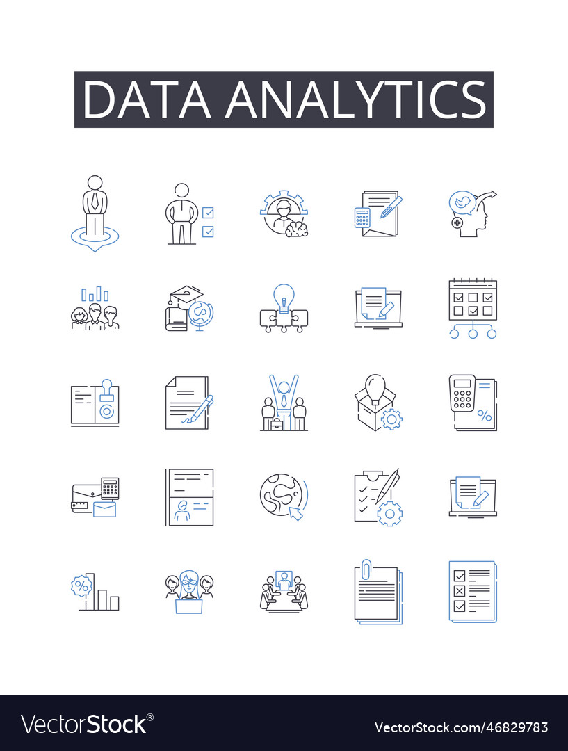 Data analytics line icons collection expertise Vector Image Data analytics line icons collection expertise Vector Image