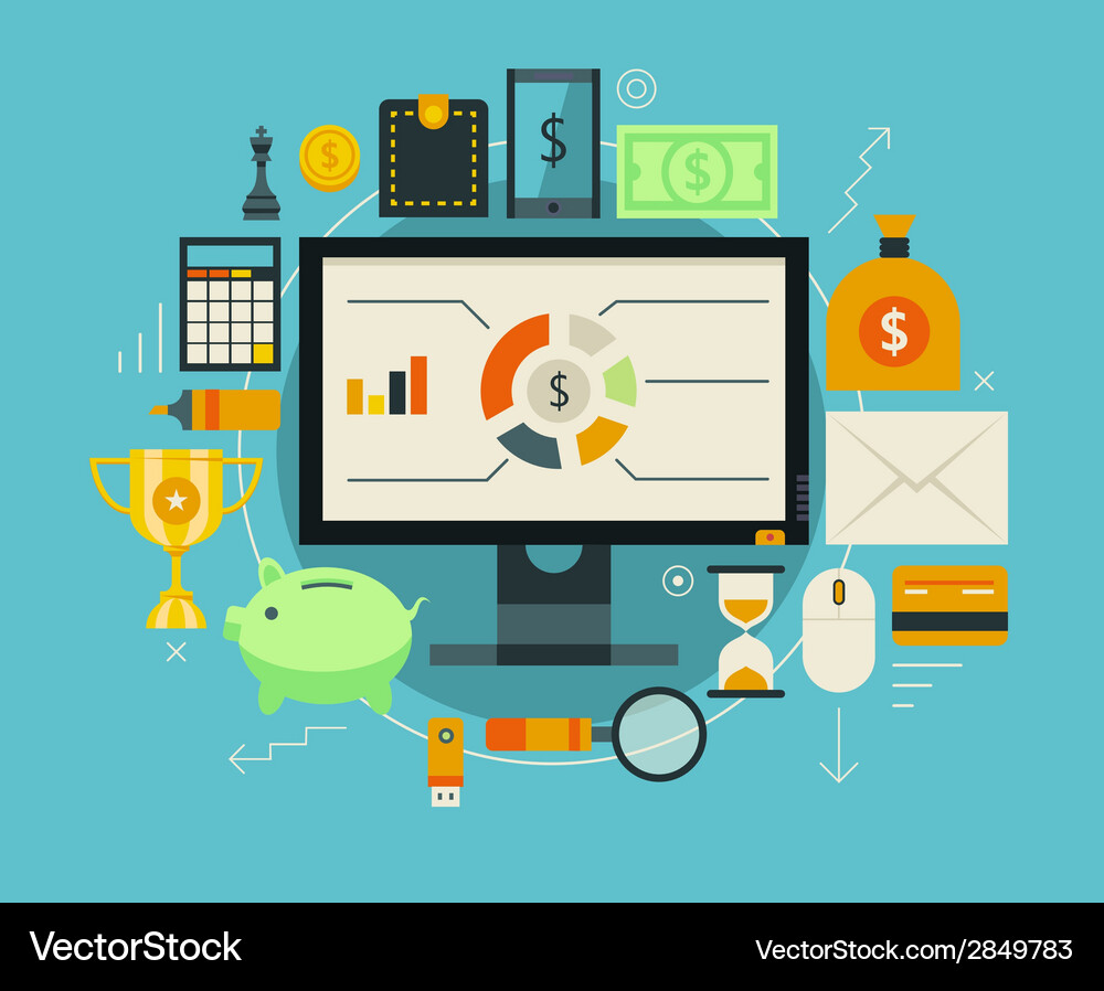 Finance and money items collection Royalty Free Vector Image