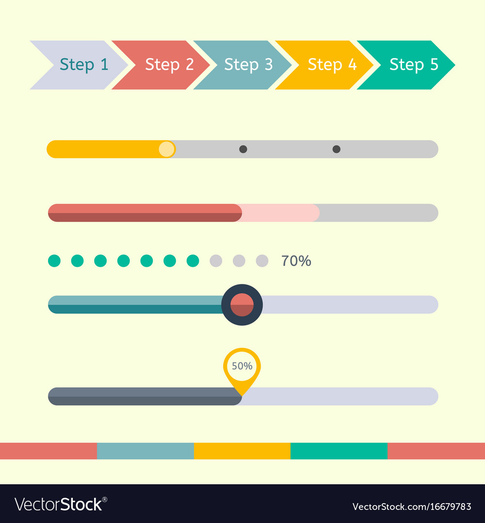 Flat web design progress bars set Royalty Free Vector Image