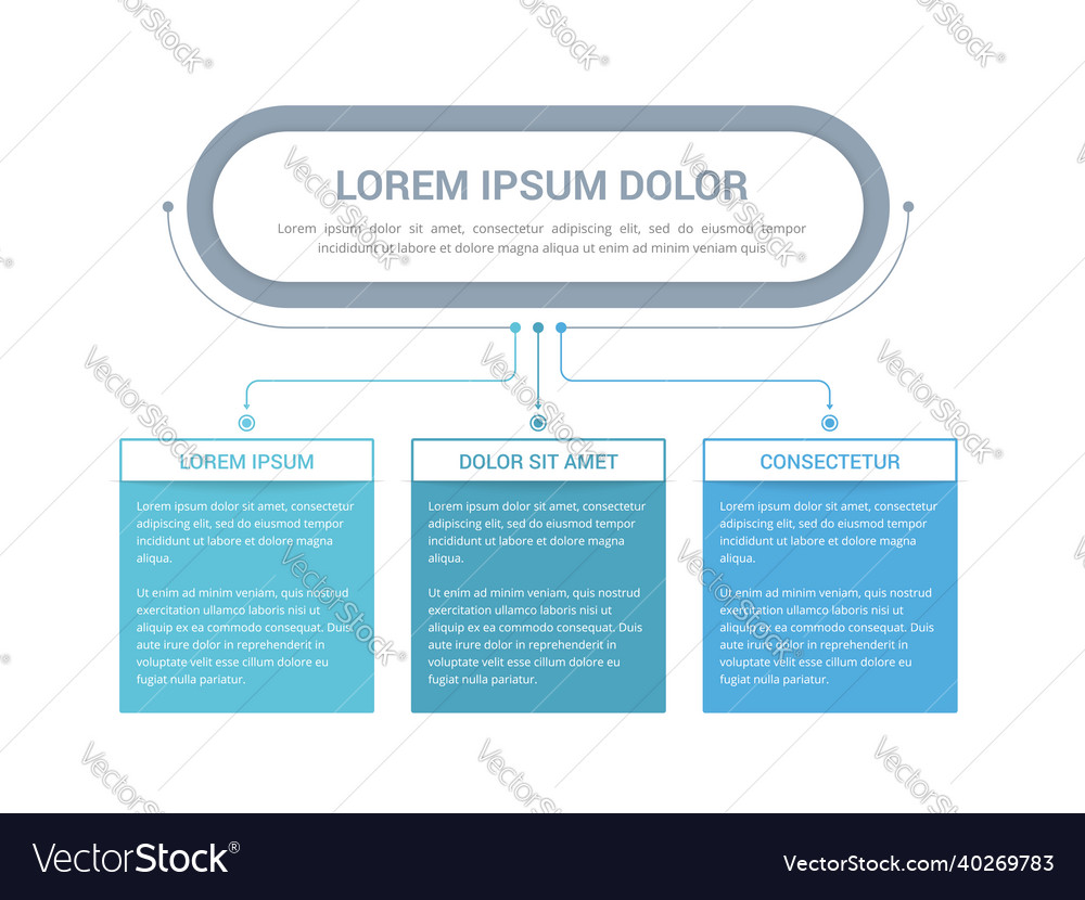 Flowchart with 3 elements Royalty Free Vector Image