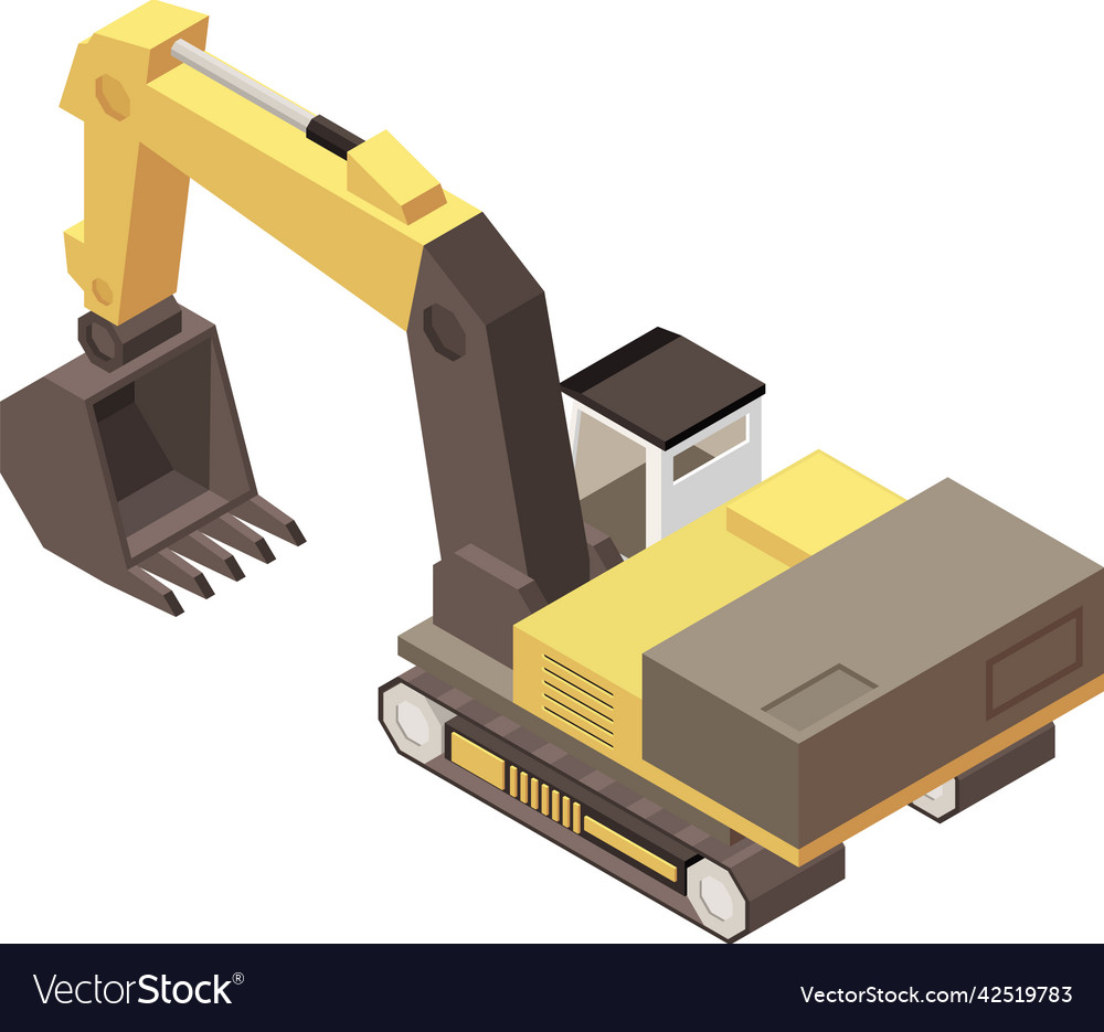 Isometric mining excavator composition Royalty Free Vector