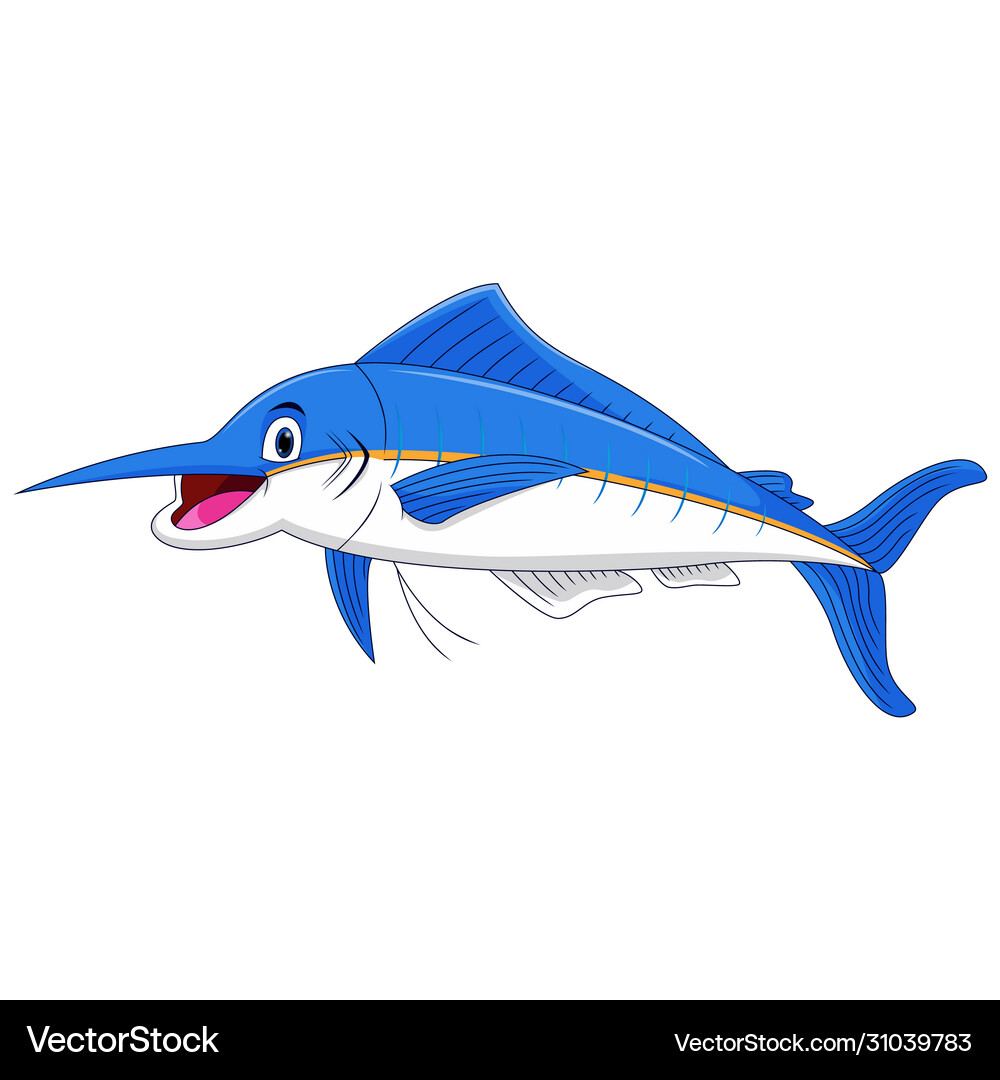 Marlin fish cartoon on white background Royalty Free Vector