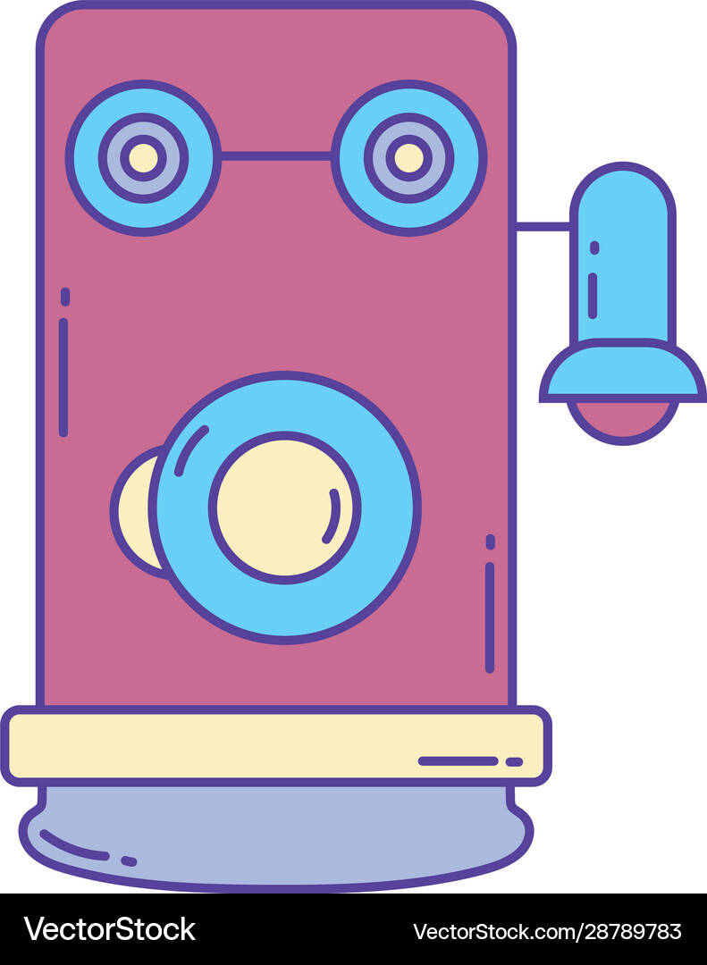 Old telephone phone fill and line Royalty Free Vector Image