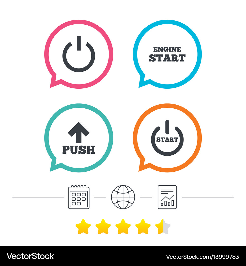 Power icons start engine symbol push arrow Vector Image