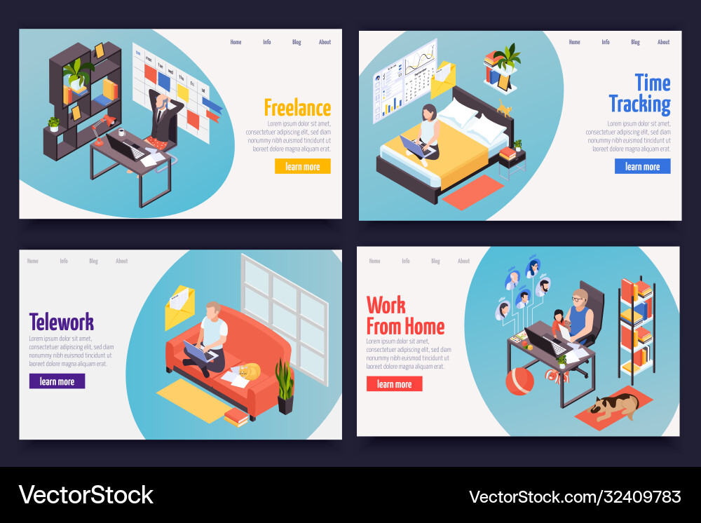 Remote work isometric concept Royalty Free Vector Image