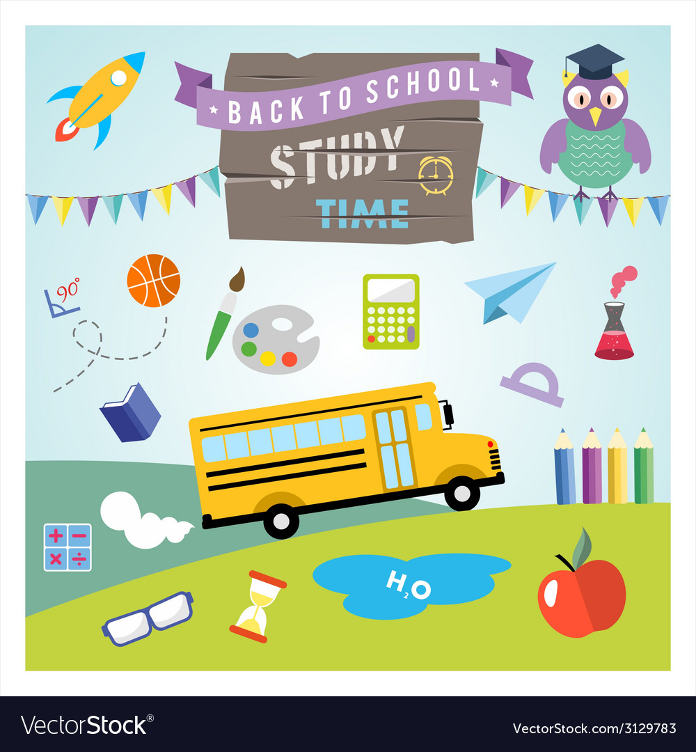 School design elements back to flat design Vector Image
